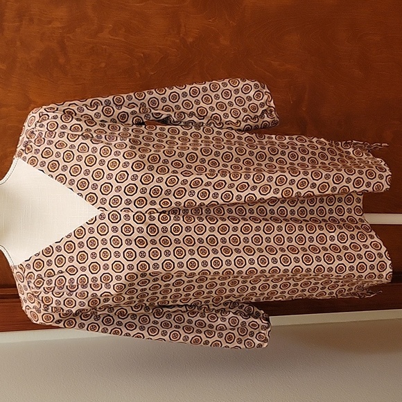 Honey Punch | Tops | Honey Punch Pretty Tan Tunic Blouse With Navy And ...